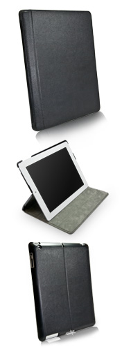 Apple iPad (3rd Gen 2012) Nero Leather Smart VersaView Case (Synthetic ...